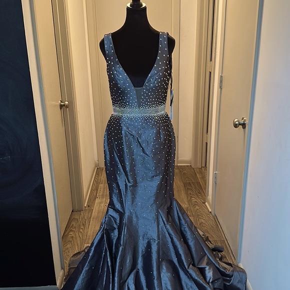 Jovani | Dresses | Gun Metal Color With Rhinestones Mermaid Shaped ...